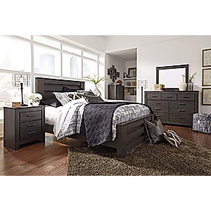Signature Design by Ashley Brinxton Urban Contemporary 2 Drawer Nightstand, Charcoal