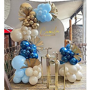 Blue Graduation Balloon Garland Arch Kit Metallic and Macaron Gold and Metallic for Birthday Party Decorations Wedding Bridal Baby Shower Ivory White