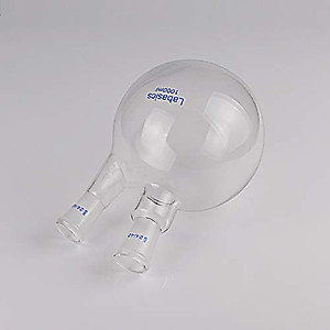Labasics Glass 1000ml 2 Neck Round Bottom Flask RBF, with 24/40 Center and Side Standard Taper Outer Joint, 1000ml