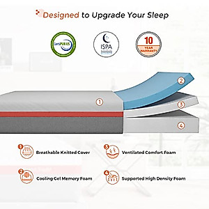 Sweetnight Queen Mattress, 12 Inch Gel Memory Foam Mattress for Cool Sleep & Pressure Relief, Medium Firm Mattress with Motion Isolation, Clarity