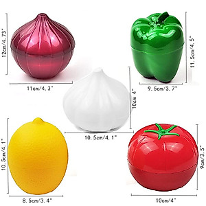 OUKEYI 2 Pieces Fruit and Vegetable Reusable Refrigerator Box Storage Bowls for，Green pepper/onion/Tomato/Lemon/garlic Shaped Containers with Lids ，Refrigerator Vegetable Crisper (lemons)