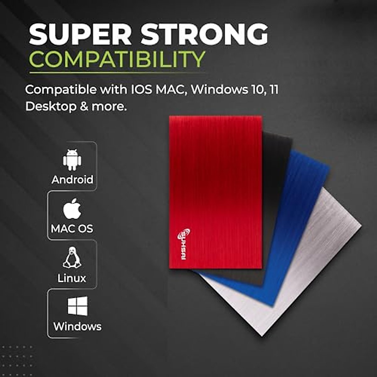 SUHSAI External Portable Hard Drive 500GB USB 2.0 HDD Storage and Backup Hard Disk Memory Expansion – Ultra Slim 2.5” Harddrive Compatible with PC, MAC, Laptop, Desktop Computer (Black)