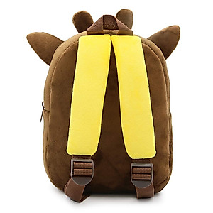 Ladyzone Toddler Backpack Zoo Animals Backpacks Cute Plush Bag Cartoon 10" Preschool Book Bag For 2+ Years Girls Boys (Giraffe)