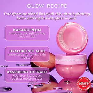 Glow Recipe Plum Plump Hyaluronic Acid Lip Balm - Overnight Lip Mask, Lip Treatment or Moisturizing High-Shine Lip Gloss - Plumping & Long-Lasting Lip Hydration (15ml)