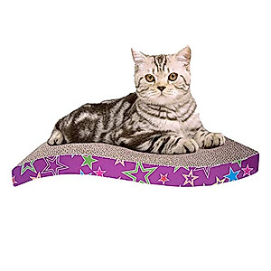 Cat Scratcher Pad with Catnip - Cat Cardboard Scratch Durable Scratching Pad Reversible (Wave)