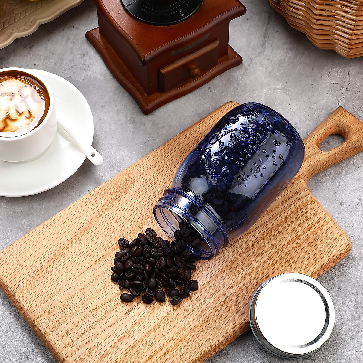 Pinkunn 12 Pcs Mason Jars with Lids 16 Oz Regular Mouth Pint Canning Jars Vintage Glass Jars Bulk Airtight Multifunction Mason Jars for Storage Canning Pickling Preserving Fermenting (Dark Blue)