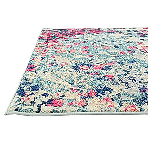 Unique Loom Jardin Collection Colorful, Vibrant, Abstract, Modern Area Rug, 4 x 6 ft, Blue/Pink