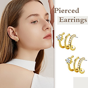 Sanfenly 8Pairs Double Hoop Earrings Claw Earrings Cuff for Women Teen Girls Spiral Twisted Hoop Earrings Huggie Climber Wrap Cuff Piercing Studs Cartilage Ear Piercing