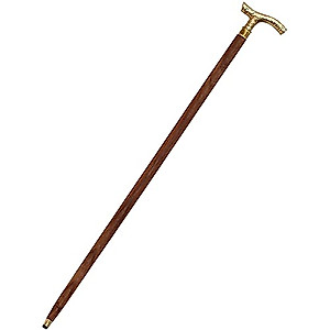 Vintage Wooden Walking Stick Cane with Classic Vintage Carved Brass Handle