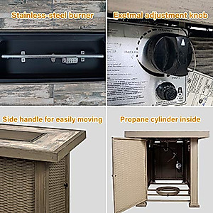 Summerville Propane Gas Fire Fit, 42 inch Outdoor Fire Pits Smokeless 50,000 BTU Auto-Ignition Fire Table with Lava Stone for Patio,Garden,Backyard, Grey Brush