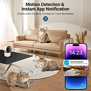 WiFi Security Camera for Home,1080P Indoor Camera for Pet/Baby Monitor,360 Motion Track,Privacy Mode,Cloud&Micro SD Card Storage,2-Way Audio,Google Assistant & Alexa Compatible (Plug in Camera)