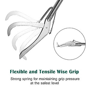 IC ICLOVER 47 Inch Extra Heavy Duty Snake Tongs, Standard Reptile Snake Grabber Catcher Tool, Professional Reptile Grabber Rattle Snake Catching Wide Jaw Handling Tool, with Locking - Stainless Steel