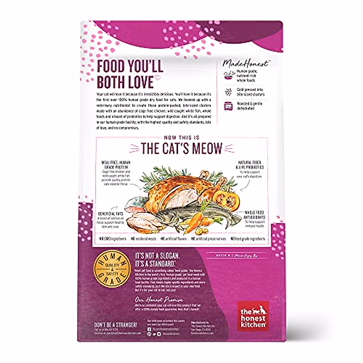 The Honest Kitchen Whole Food Clusters Grain Free Chicken & Fish Dry Cat Food, 4 lb Bag