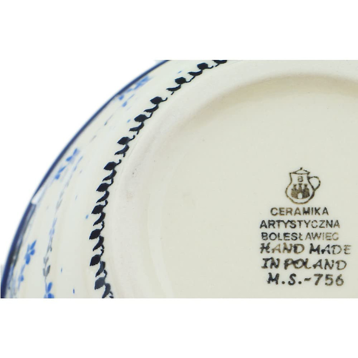 Authentic Polish Pottery 8-inch Bowl made by Ceramika Artystyczna (Flowers At Dusk Theme) + Certificate of Authenticity