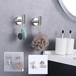 GERZWY Bathroom Towel Hook SUS 304 Stainless Steel Single Coat/Robe Clothes Hook for Bath Kitchen Contemporary Hotel Style Wall Mounted 2 Pack Brushed Finish AG1107B-LS