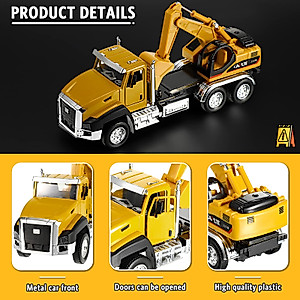 6 Packs Diecast Engineering Construction Transport Vehicles Truck Toys Set 1:50 Scale Pull Back Metal Model Car Garbage Truck Tanker Truck Delivery Truck Dump Truck Digger Truck Mixer Truck for Boys