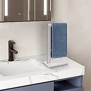 BathAce Hand Towel Holder, Hand Towel Stand for Bathroom with Marble Base, 304 Stainless Steel Stand L Shape Hand Towel Rack Free-Standing Towel Bar for Bathroom Kitchen Countertop, Chrome