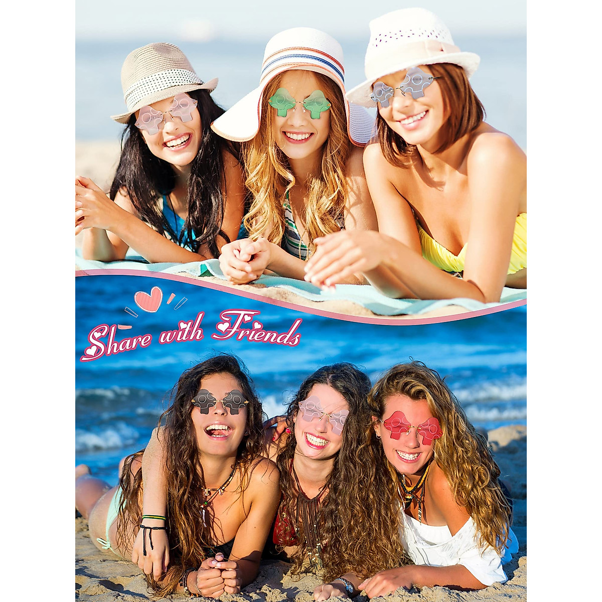 12 Pairs Mushroom Sunglasses Rimless Irregular Funny Mushroom Glasses Retro Trendy Prom Glasses for Women Mushroom Party Favor