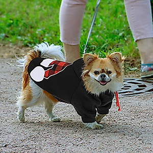 Queenmore Dog Halloween Hoodie Costume for Small Medium Dogs, Fleece Plaid Embroidery Winter Dog Hoodie for Christmas, Valentine's Day,Festival Santa Hat S