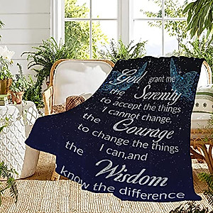 Blue Butterfly Serenity Prayer Inspirationa Starry Galaxy Super Soft Flannel Throw Blankets for Bed Sofa Couch Gifts,Bedding Fleece Blanket Outdoor Cover for Beach Picnic Large 80''x60'' Queen
