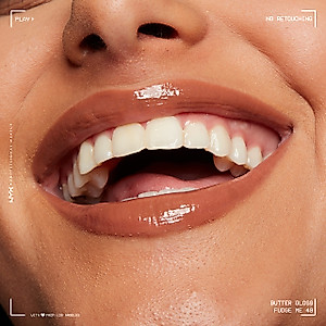 NYX PROFESSIONAL MAKEUP Butter Gloss Brown Sugar, Non-Sticky Lip Gloss - Fudge Me (Warm Brown)