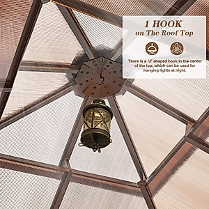 EROMMY 12'x12' Gazebo Polycarbonate Double Roof Pavilion Gazebo Outdoor Aluminum Frame Canopy with Netting and Curtains for Garden Patio Lawns Parties