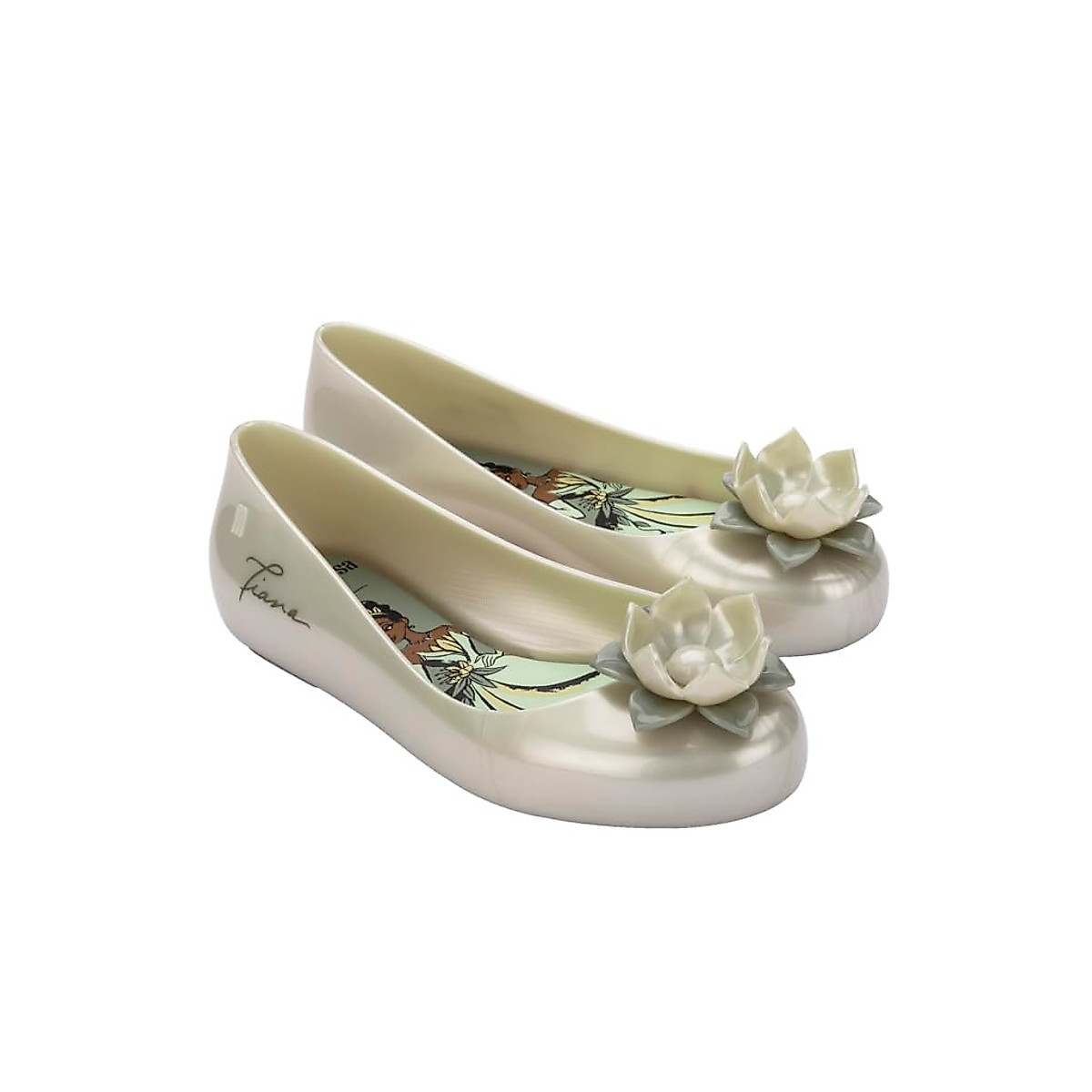 mini melissa Sweet Love + Disney Princess Ballet Flats for Kids, Princes and The Frog, 13