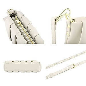 CHIC DIARY Clutch Purse for Women Small Tote Bag Crossbody Satchel Ruched Hobo Shoulder Handbag (Beige)