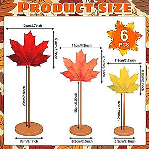 6 Pcs Fall Standing Decor for Tabletop Maple Leaves Wooden Table Sign Thanksgiving Centerpiece Rustic Block Set Wood Tiered Tray Decoration for Farmhouse Home Kitchen