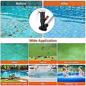 PooLuck Upgraded Portable Pool Vacuum Jet Underwater Cleaner W/Brush Bag, 5 Section Pole Handheld Portable Pool Vacuum Swimming Pool Mini Jet Vacuum Pool Cleaner Spa Jet Vac for Above Ground Pool