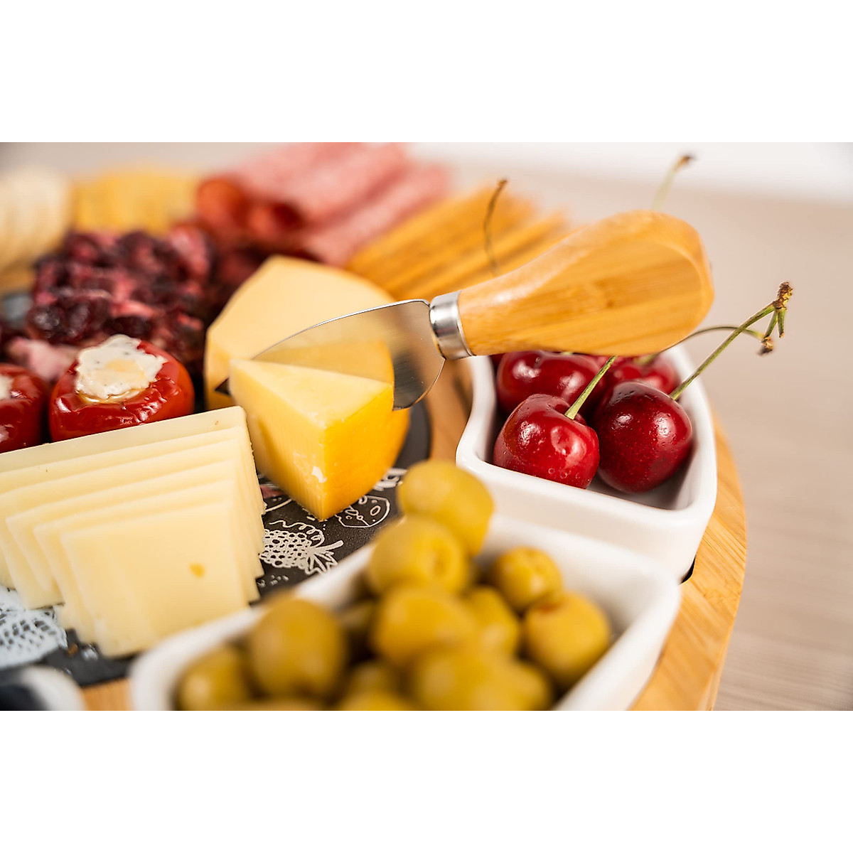 Blueberry USA Charcuterie Boards Set: Bamboo Cheese Board and Knife Set, Gifts for Women, Housewarming Gifts, New Home Gifts, Unique Gifts for Her, Anniversary & Wedding Gifts for Couples