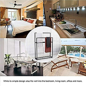 Floor Freestanding Towel Rack,2 Tier 4-Bar Metal Towel Holder, Towel Bar Stand Storage for Bathroom, Kitchen, Laundry Room, Bedroom, Outdoor Pool,Hotel,Black,85cm/33inch