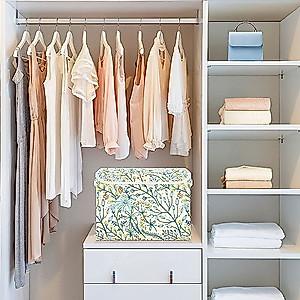 Ollabaky Floral Herbs Berry Foldable Storage Bin with Lid Storage Box Large Cube Organizer Containers Baskets with Handles for Closet Organization, Shelves, Toys, Clothes