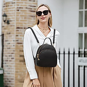 CLUCI Small Backpack for Women Leather Women's Black Backpack Purse Handbags Mini Fashion Lady Travel Backpack Convertible Bookbag