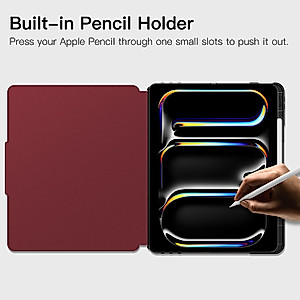 ZtotopCases for New iPad Pro 13 Inch Case 7th Gen M4(2024)/ Pro 12.9 Inch 6th/5th/4th Generation 2022/2021/2020, [6 Magnetic Stand Angles] Protective Cover with Pencil Holder, Auto Wake/Sleep, Red