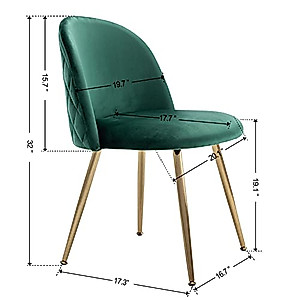 ZHENGHAO Modern Velvet Dining Chairs Set of 8, Tufted Accent Upholstered Chairs Wingback Armless Side Chair with Gold Legs for Living Room Bedroom Kitchen Vanity (Emerald Green)