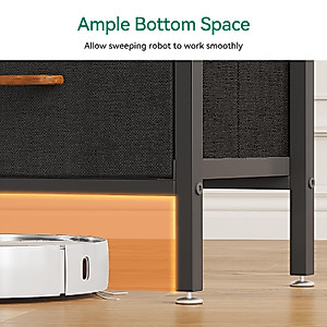 AODK Dresser with Charging Station, 59-Inch Tall Dresser for Bedroom with 11 Storage Drawers, Large Fabric Dressers with Sturdy Metal Frame and Wooden Top, Vintage