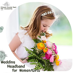 Tanfeine Flower Girl Headpiece, Flower Girl Hair Accessory, Silver Wedding Headband for Girls, Princess Crystal Pearl Hair Accessories for Birthday, Party, First Communion,Wedding
