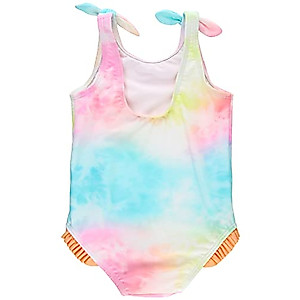 RuffleButts Rainbow Tie Dye Tie Shoulder One Piece - 4T