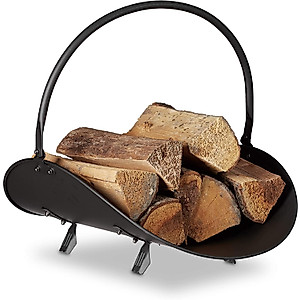 CALIDOLA Black Log Holder Indoor and Outdoor Firewood Rack Hearth Basket