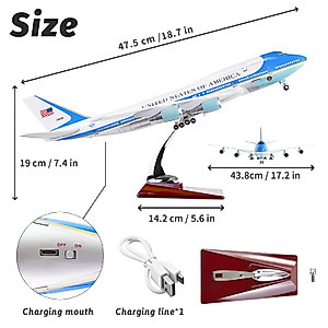 Lose Fun Park 1:130 Scale Large Model Airplane Air Force One Boeing 747 Plane Models Diecast Airplanes with LED Light for Collection or Gift