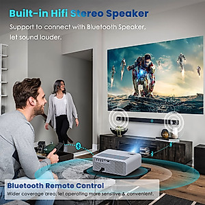 5G WiFi 1080P Projector 4K Supported - OSQ 800 ANSI HD Outdoor Movie with Bluetooth, 4P & ±50° Keystone, Zoom 50%, 300'' Home Cinema Video Support PPT, PS4, TV Stick, Laptop, Phone, white (O-410)