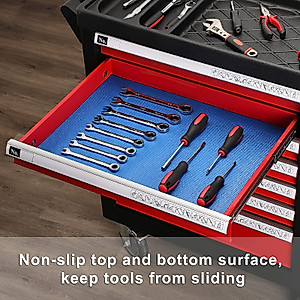 Mayouko Toolbox Drawer Liners, 16 Inch (W) x 16 Feet (L) x 3MM Thick, Professional Cabinet Shelf Liner, Easy Cut Draw Liner Mat, Perfect for Protecting Your Tools, Non-Slip, Blue,