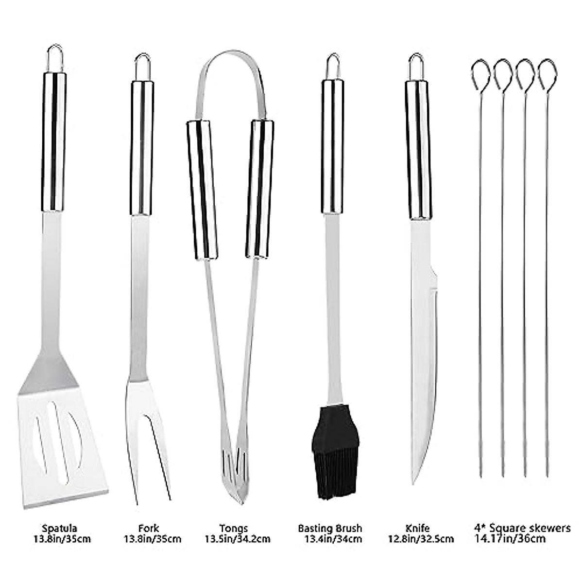 Piduules 9pcs BBQ Grill Accessories Set, Multifunctional Stainless Steel Barbecue Tools Set in Case for Outdoor Picnic, Camping, Smoking, Grilling