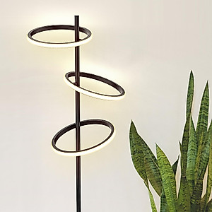 Alldio Annular Floor Lamp, Bright 30W LED Floor Lamps for Living Room, Modern Saturn Ring Tall Lamp, Standing Lamp with 3 LED Lights for Bedroom Reading- Black