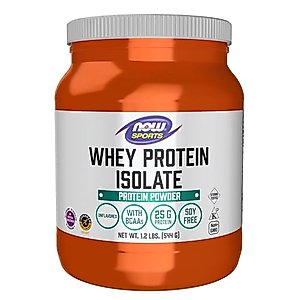 NOW Sports Nutrition, Whey Protein Isolate, 25 g With BCAAs, Unflavored Powder, 1.2-Pound