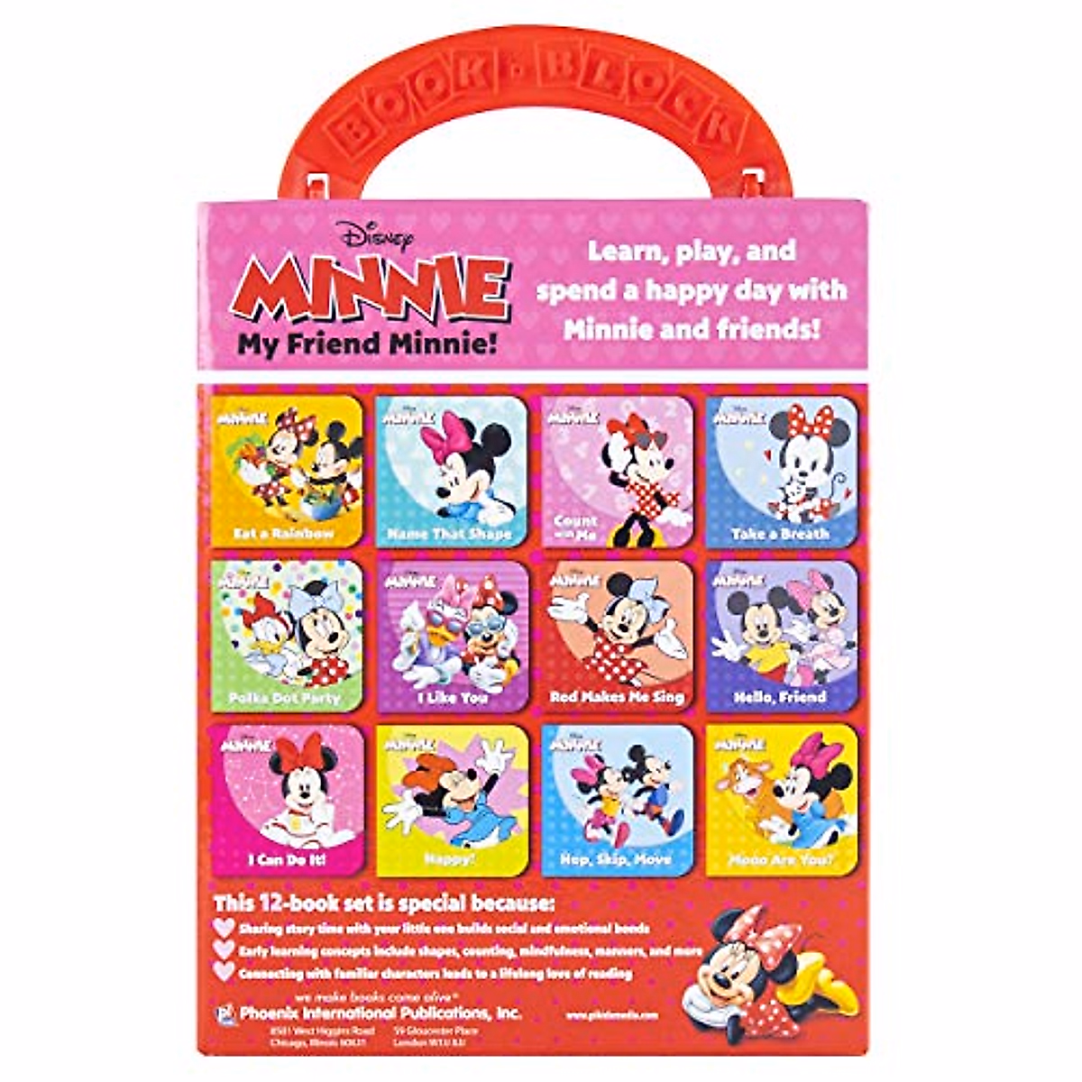 Disney - My Friend Minnie Mouse - My First Library 12 Board Book Block Set - Great for Teaching First Words - PI Kids