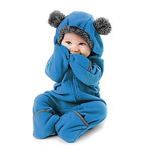 Fleece Baby Bunting Bodysuit – Infant One Piece Kids Hooded Romper Outerwear Toddler Jacket
