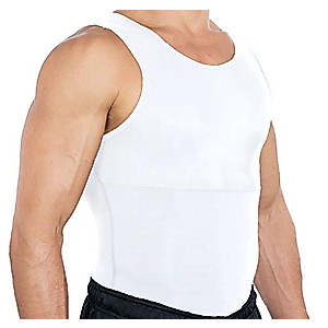 Esteem Apparel New Mens Compression Shirt Slimming Body Shapewear Undershirt (White, Large)