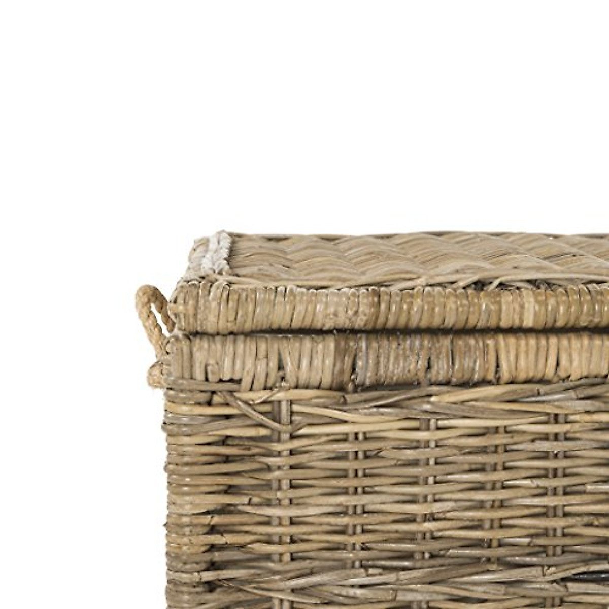 happimess HPM9001C Caden 30" Wicker Storage Trunk, Collapsible for flat storage, Rattan-Kubusoft Gray, Coastal for Office, Dorm Room-LivingRoom, Bedroom, Dining Room, Natural